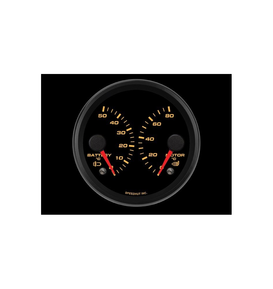 EV Dual Gauge (w/ warning) - Battery Temp 0-50C / Motor Temp 0-80C 85,7mm